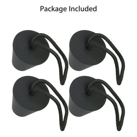 YUNDAP 4-pack Silicone Black Universal Boat Kayak Scupper Plugs Set ...