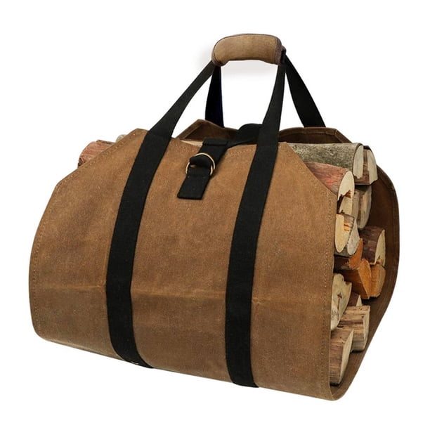Firewood Log Carrier,Waxed Canvas Waterproof Large Firewood Carry Bag ...