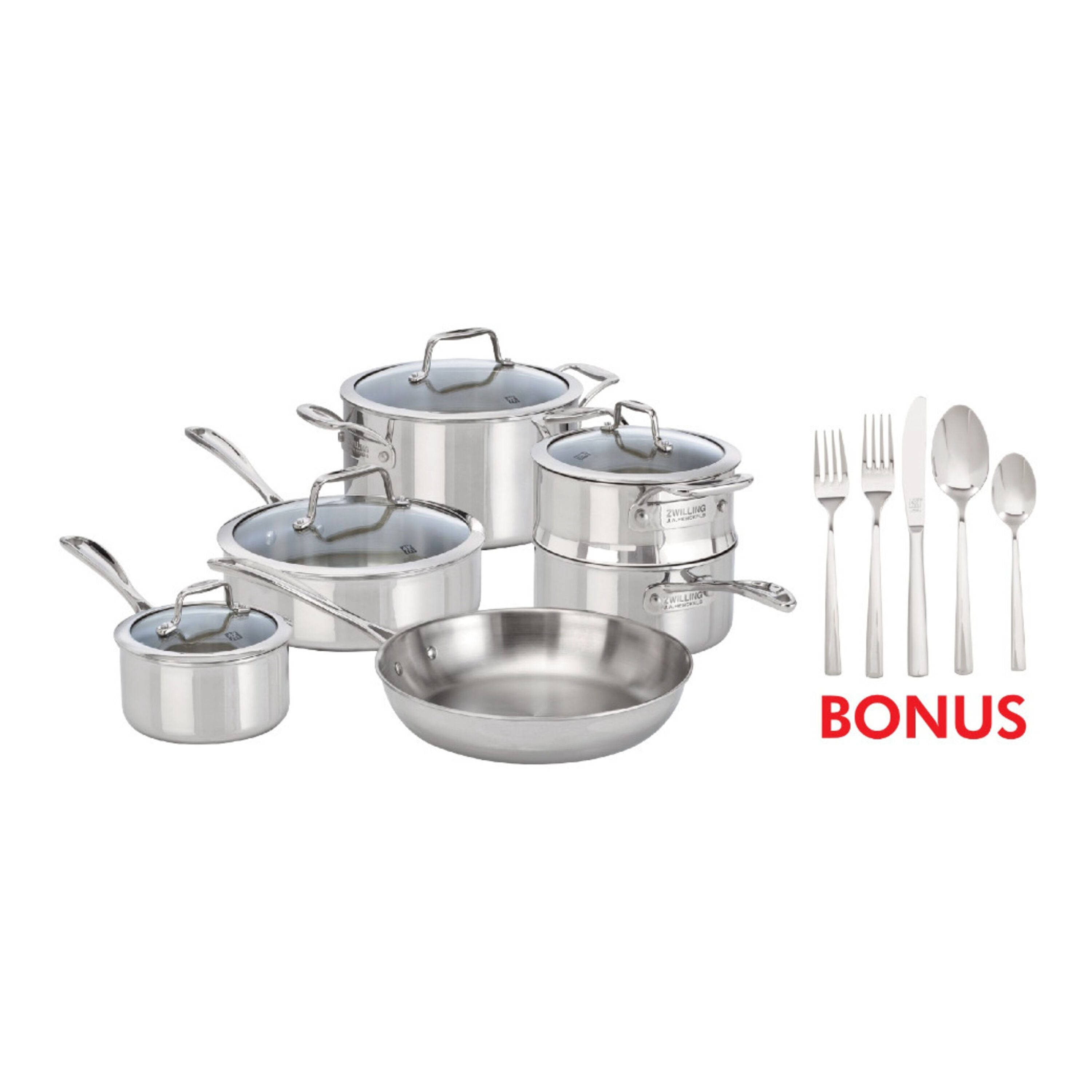 ZWILLING Vista Clad 10 Piece 18/10 Stainless Steel Cookware Set With ...