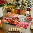 7 Piece Linen Table Runner and Placemats Set, Luxury Cat Rose Bath ...