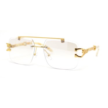 Rimless Luxury Jaguar Jewel Arm Rectangle Hustler Gangster Sunglasses ...