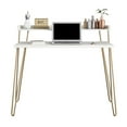 Mainstays Griffin Retro Computer Desk with Riser, White with Gold Legs ...