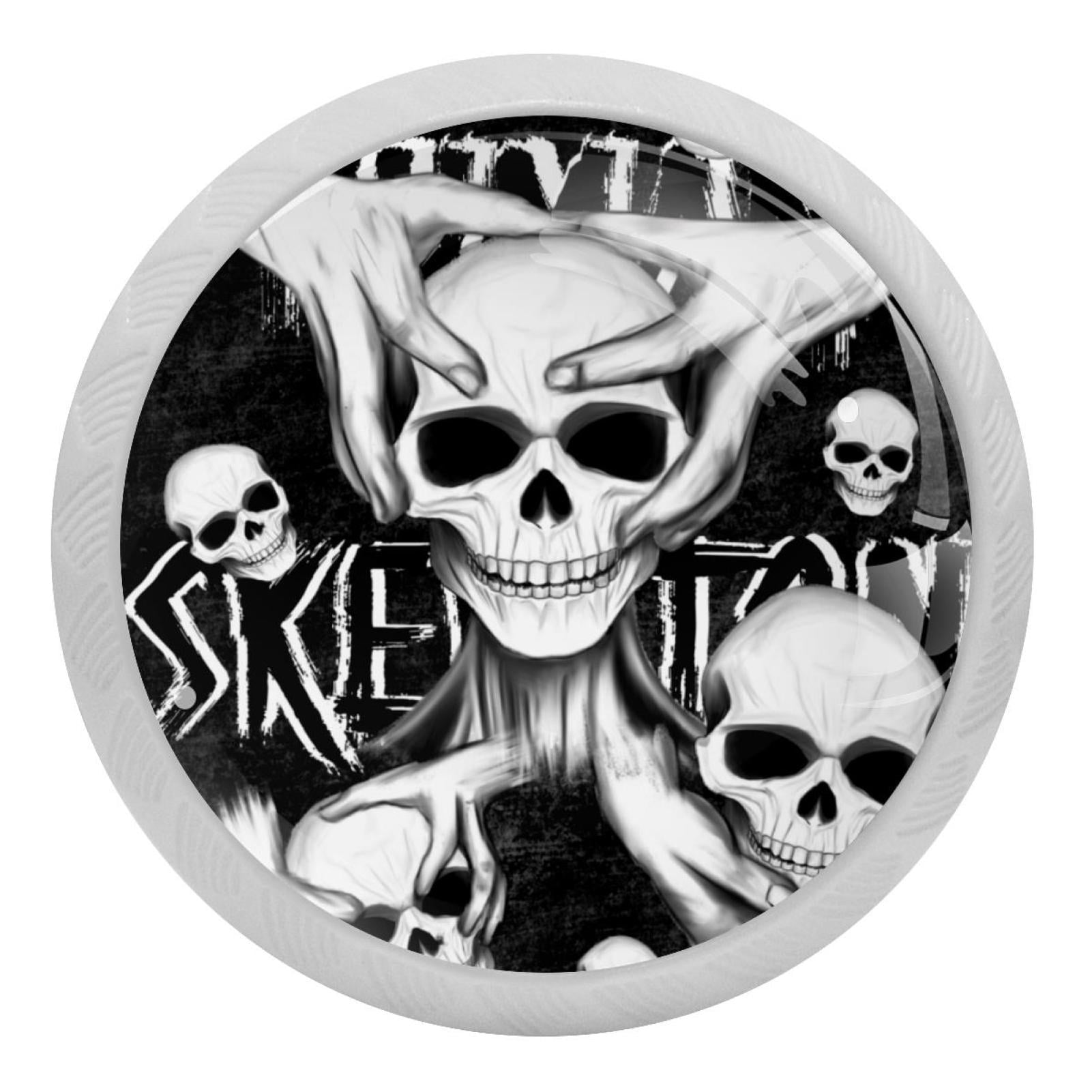 4PCS Round Skull Cabinet Fluorescence Knob Glowing in the Dark ...