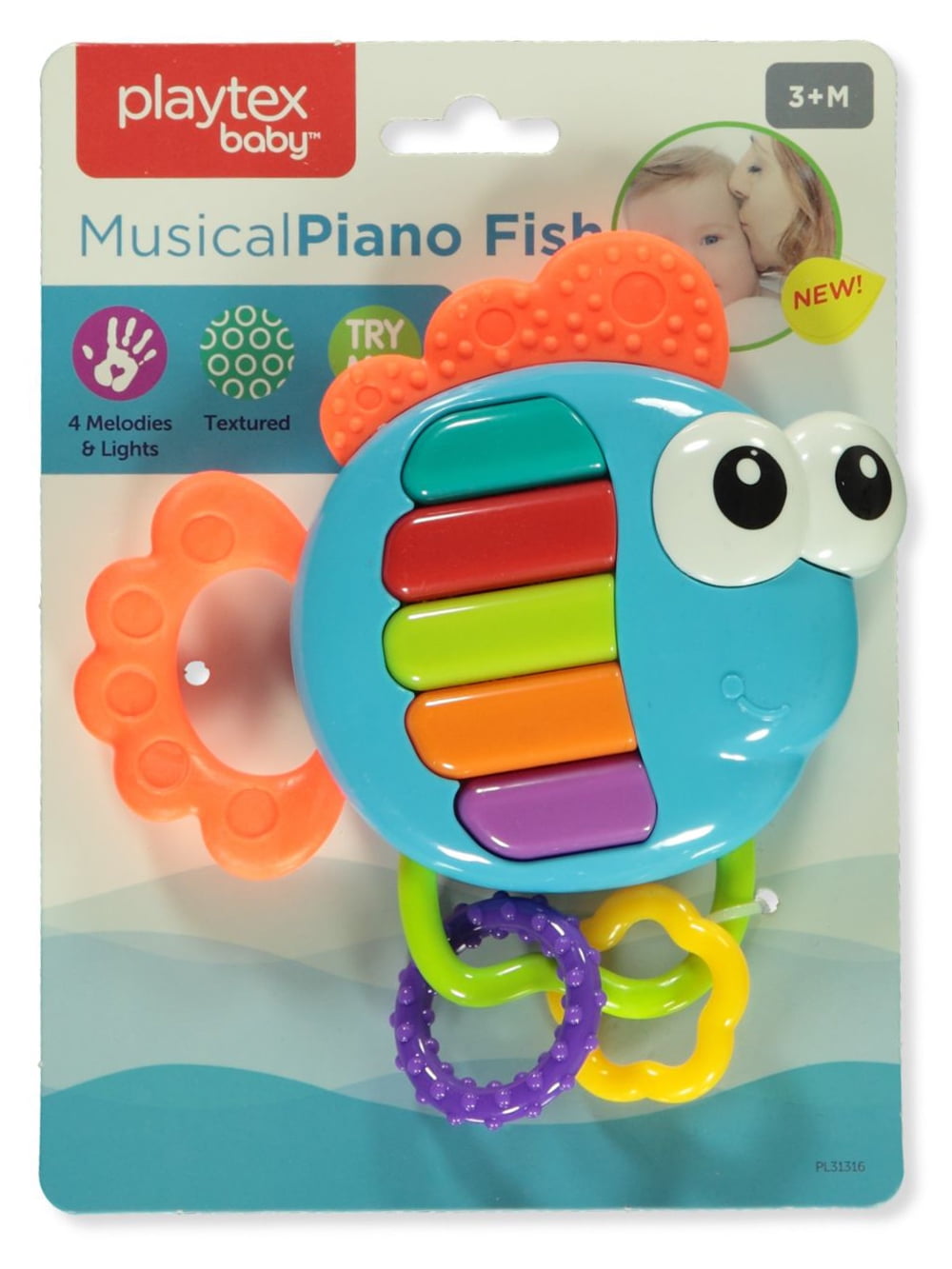 Playtex Baby Musical Piano Fish - aqua/multi, one size - Walmart.com