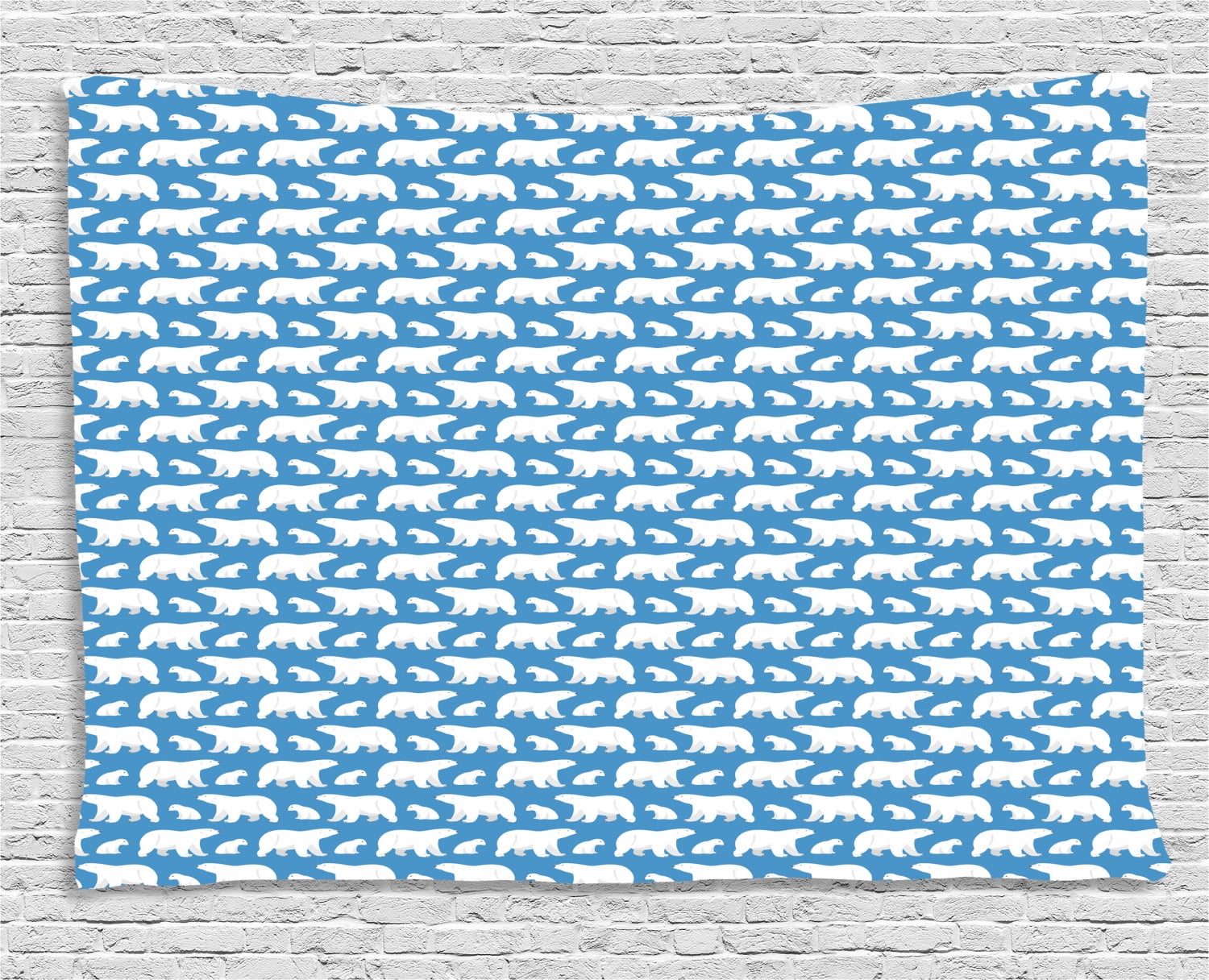 Polar Bear Tapestry, Bear Family Cute Carnivore Nordic Mammals Cold ...