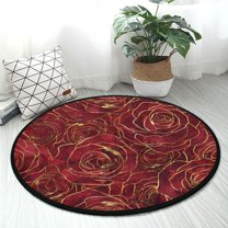 Flowers 2 Ft Round Throw Accent Area Rugs Floral Rose Flower Shaped Rug ...