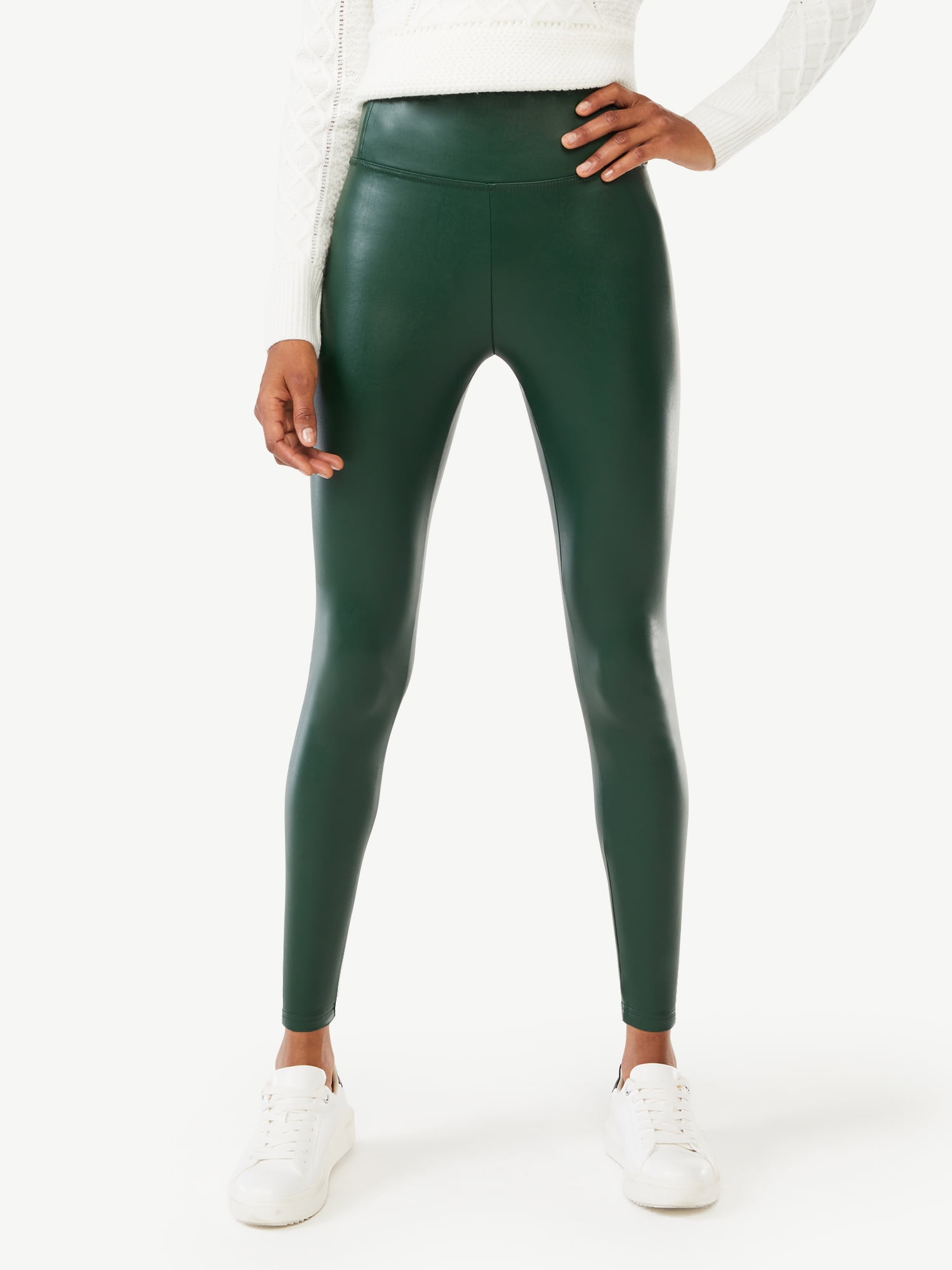 Scoop Women's Faux Leather Stretch Leggings - Walmart.com