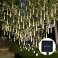 144LED Solar Meteor Shower String Lights, 30cm Waterproof Xmas ...