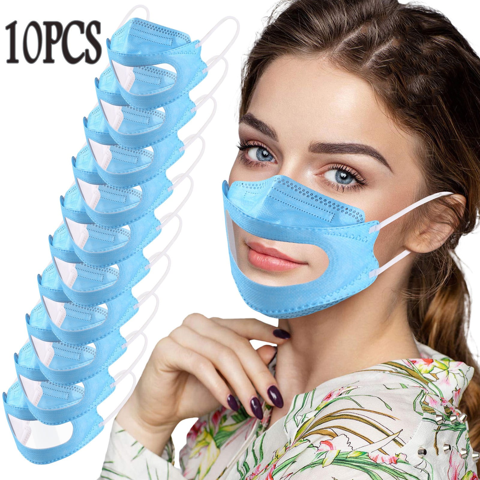 30Pcs Face Mask Adjustable Earloops Breathable Transparent Window Men ...