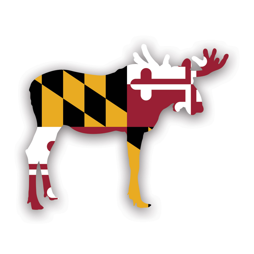Maryland Moose Shaped Flag Sticker Decal - Self Adhesive Vinyl ...