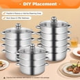 5-Tier Stainless Steel Stackable Steamer with Glass Lid - Heavy-Duty ...