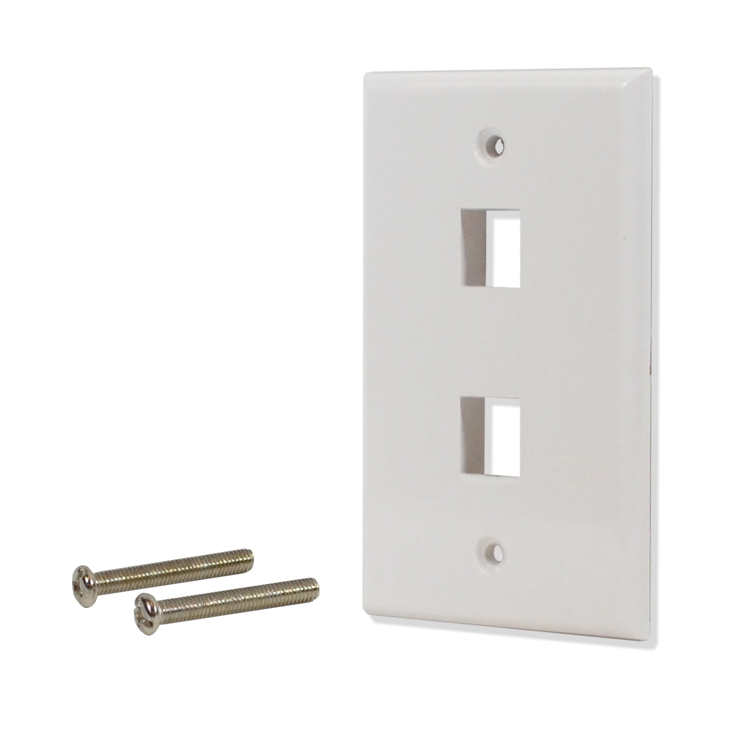 50 Pack Lot 2 port Hole Keystone Jack Wall Plate Smooth Surface White ...