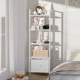 Satifur 5 Tier Ladder Bookcase with Removable Drawer Tall Standing ...