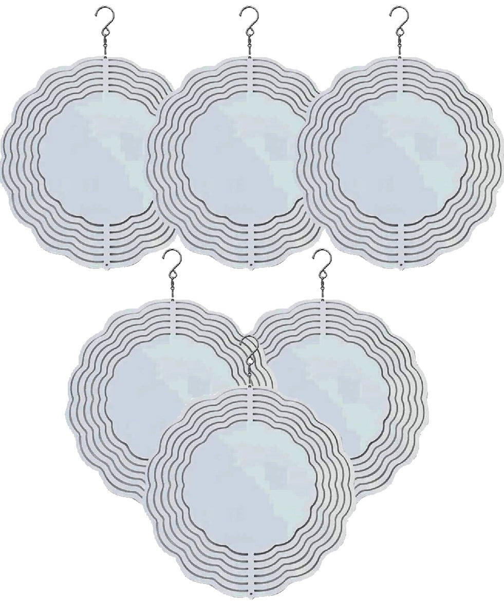 6 Pack 10 - inch Double Sided Round Sublimation Wind Spinner Blanks w ...
