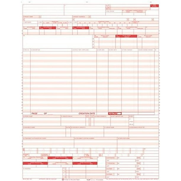 UB-04 Hospital Claim Form Laser-Cut Sheet (1,000/case) - Walmart.com