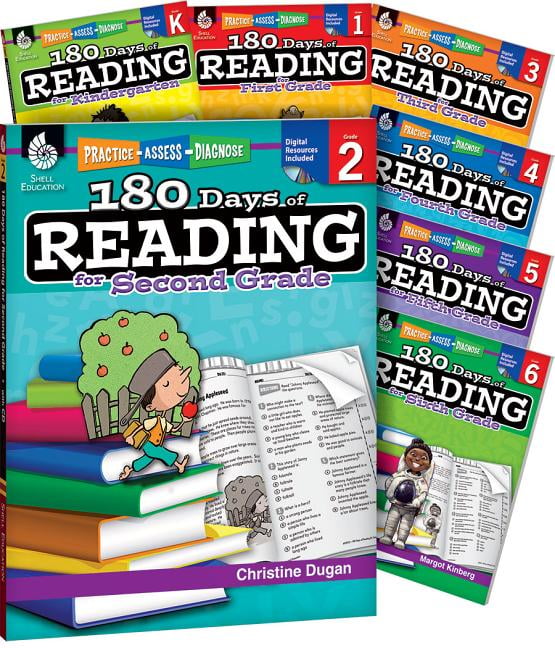 180 Days of Reading for K-6, Set of 7 Assorted Reading Workbooks, One ...