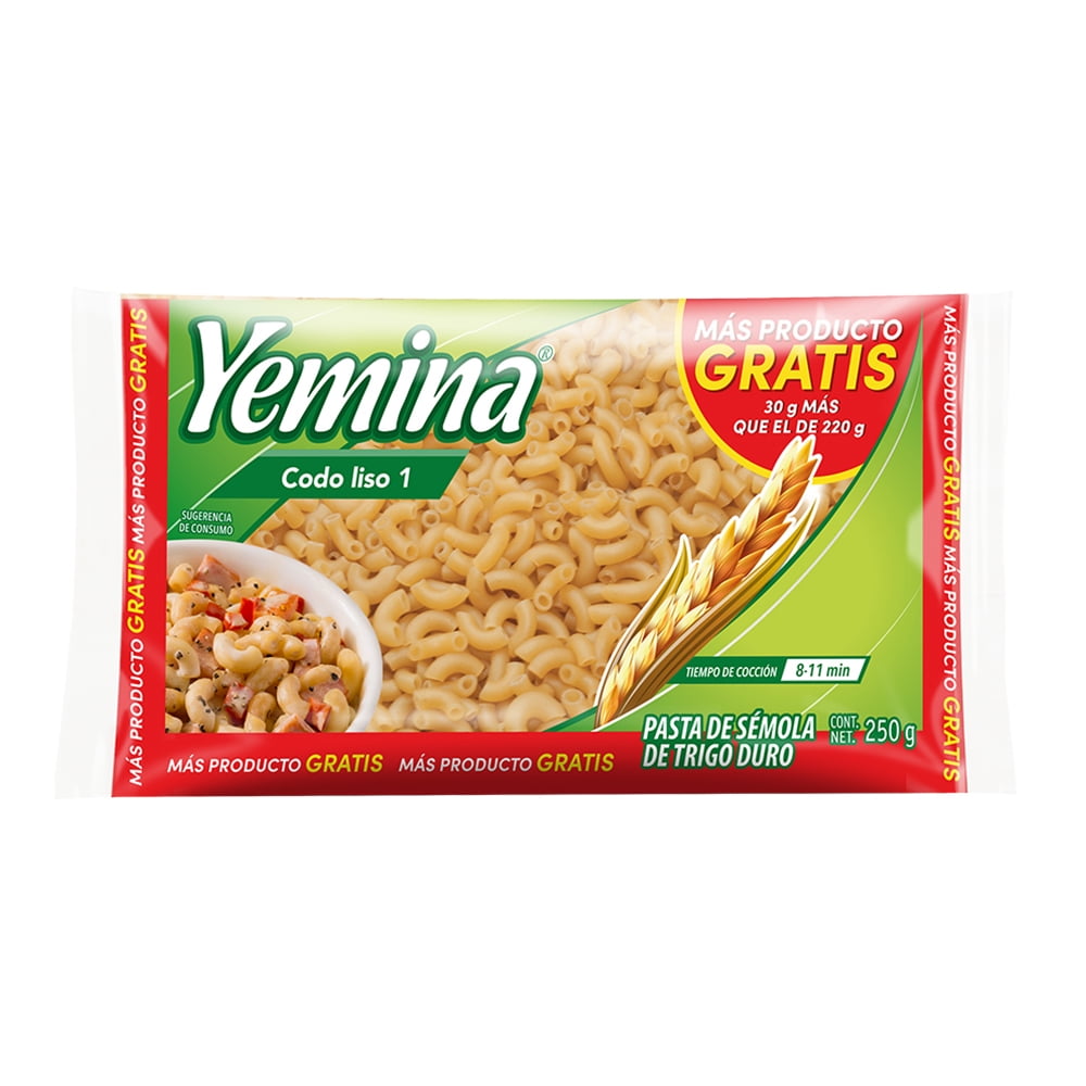 Sopa de pasta Yemina codo liso no.1 250 g | Walmart en línea