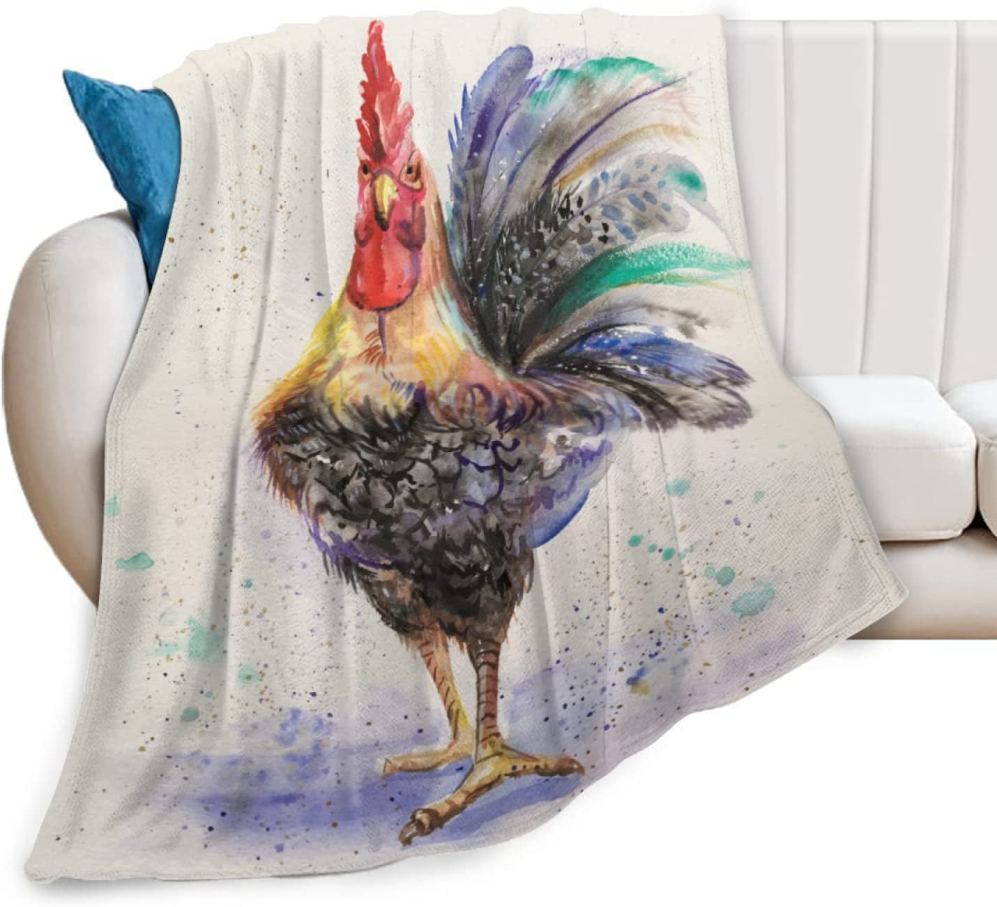 Farm Rooster Soft Throw Blanket All Season Microplush Thick Warm