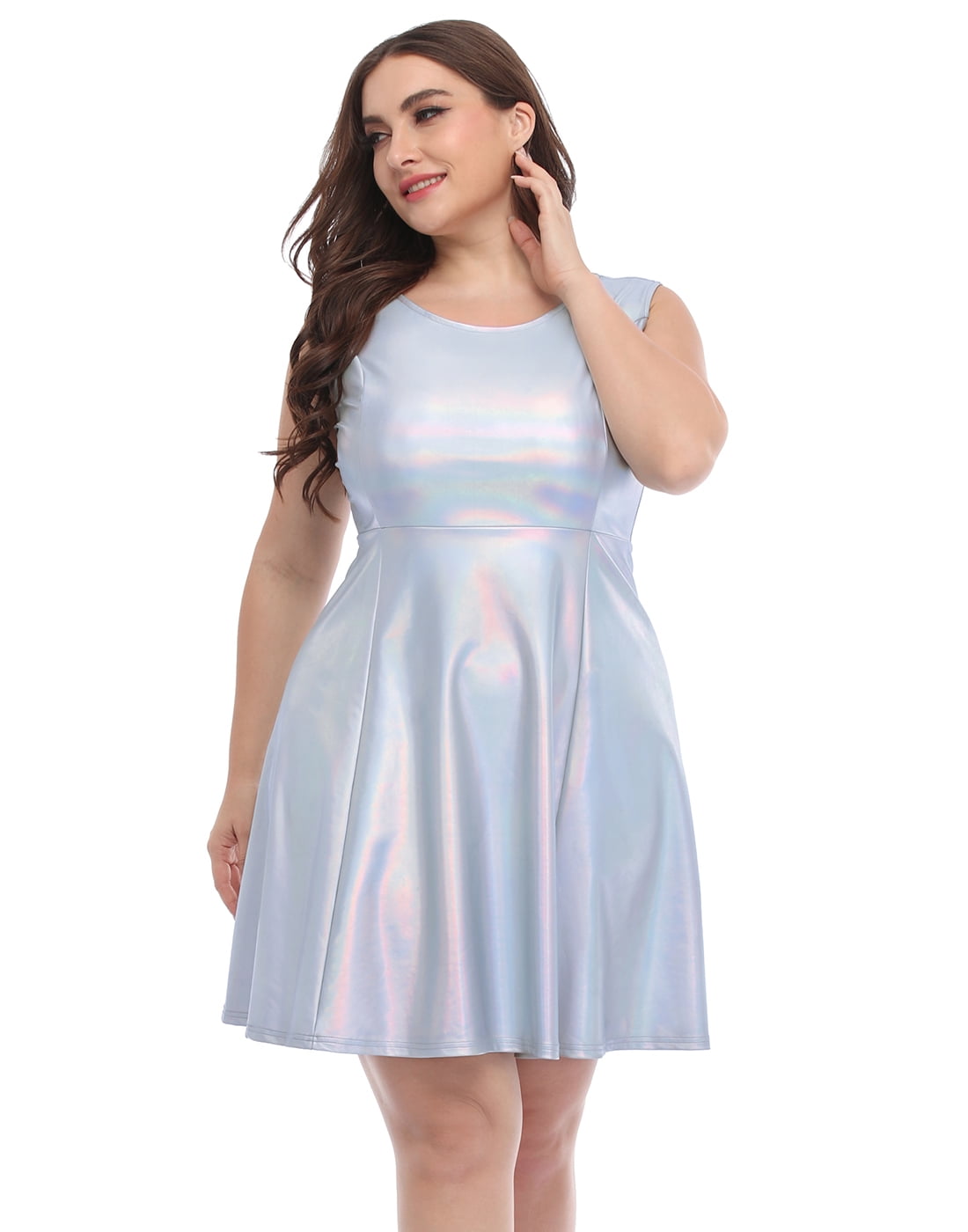 HDE Shiny Metallic Alien Costume Dress Futuristic Sleeveless Space ...