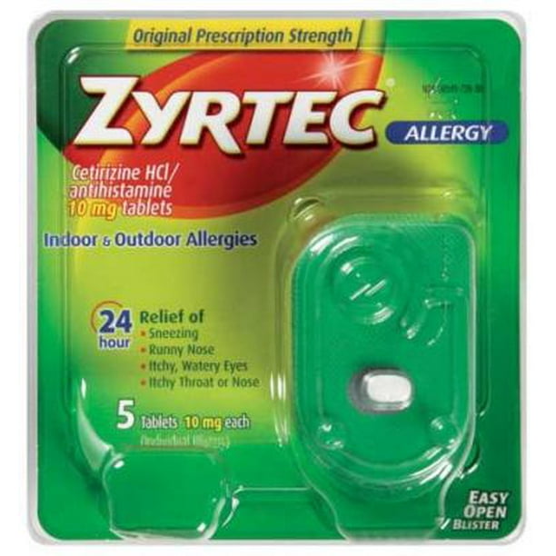2 Pack - Zyrtec Allergy 10 mg Tablets 5 ea - Walmart.com