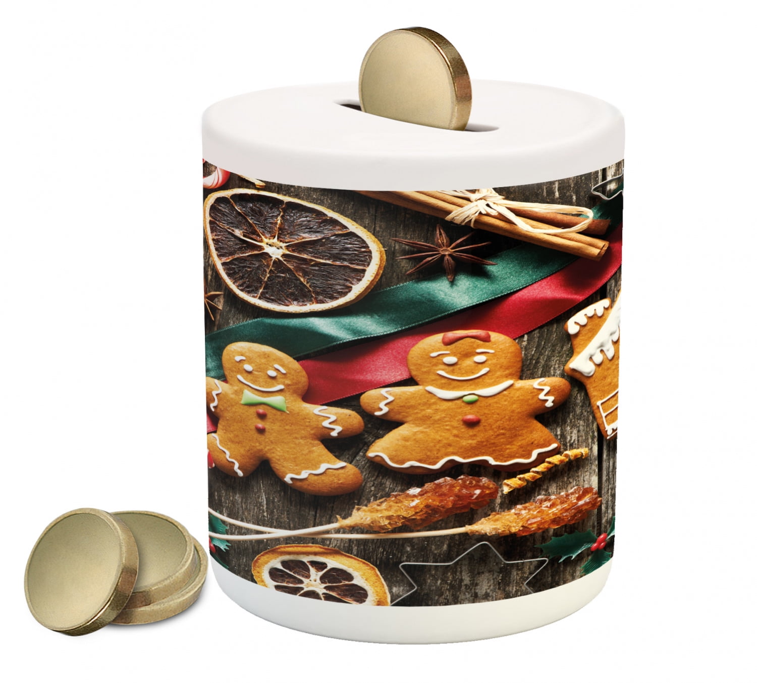 Gingerbread Man Piggy Bank, Delicious Homemade Cookies Dried Fruits and ...