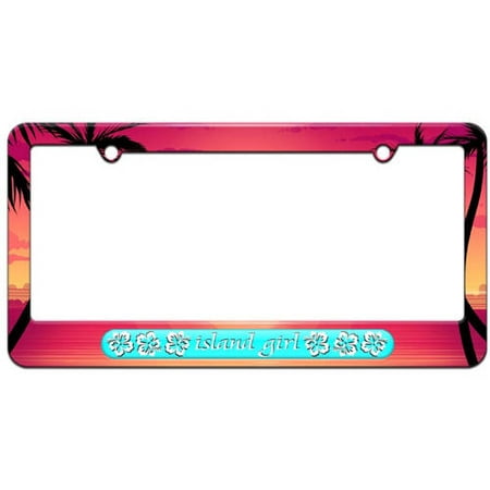 Island Girl Blue, Tropical Hibiscus Hawaii License Plate Tag Frame ...