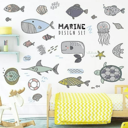 Home decor decals cartoon sea fish wall sticker home decal children ...