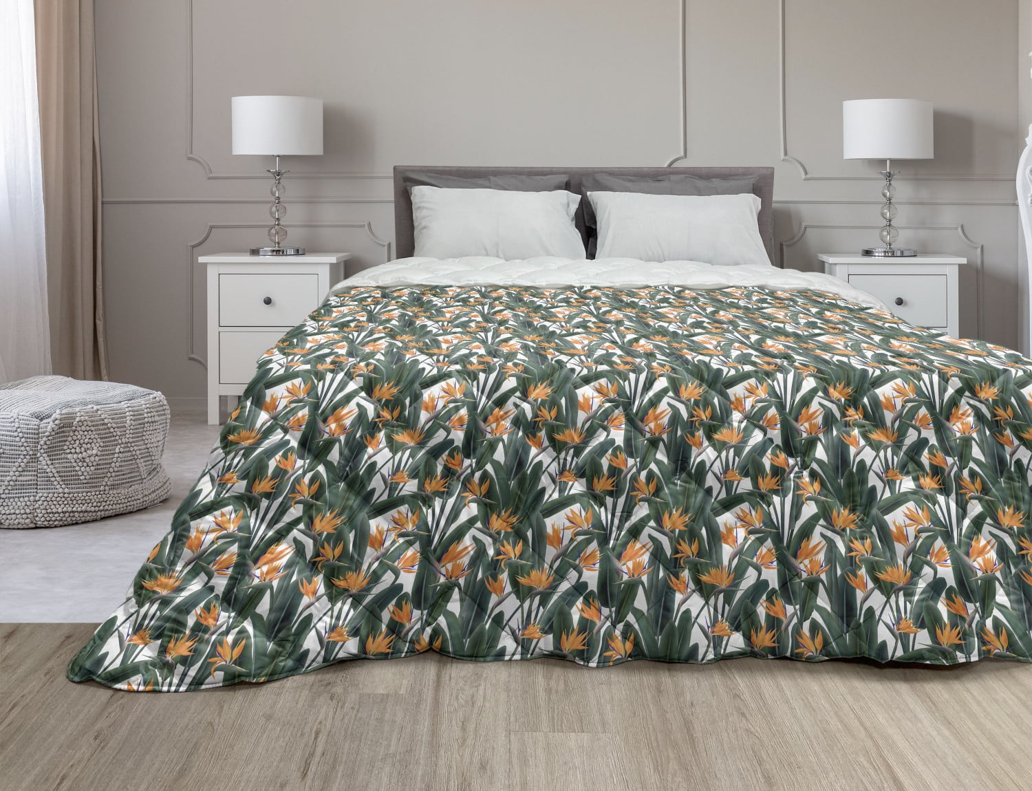 Vintage Down Alternative Comforter, Nostalgic Colorful Exotic Flowers ...