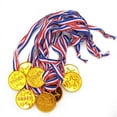 Children Gold Plastic Winners Medals Sports Day Party Bag Prize Awards ...