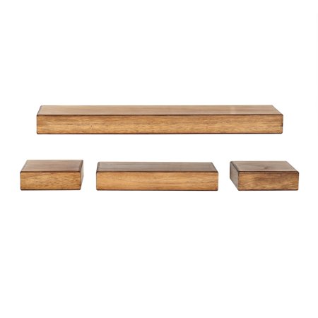 Melannco Chunky Ledges Shelves, Set of 4, Brown Veneer - Walmart.com ...