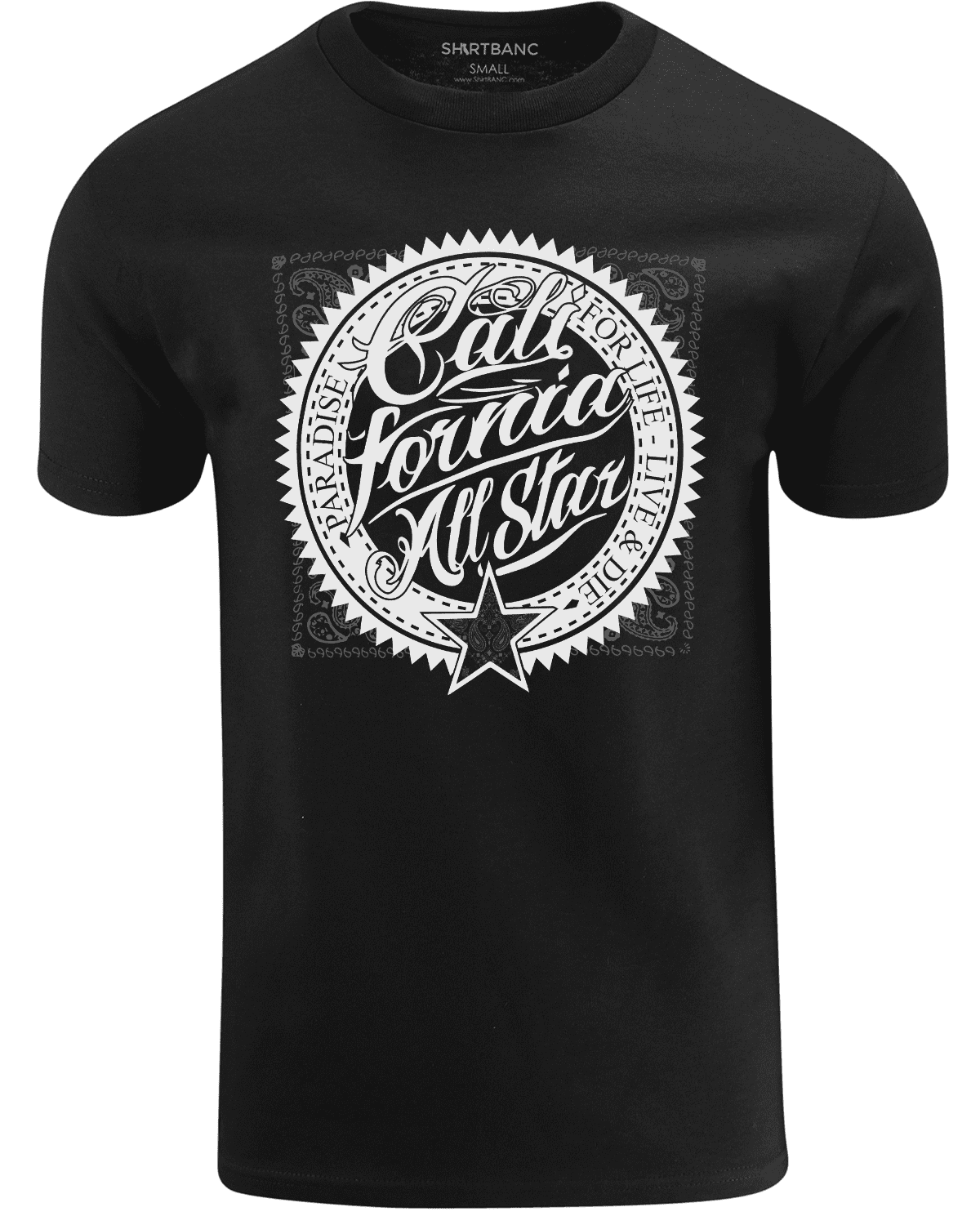 ShirtBANC Mens Cali All Star Bandana Tee Paisley Print California ...