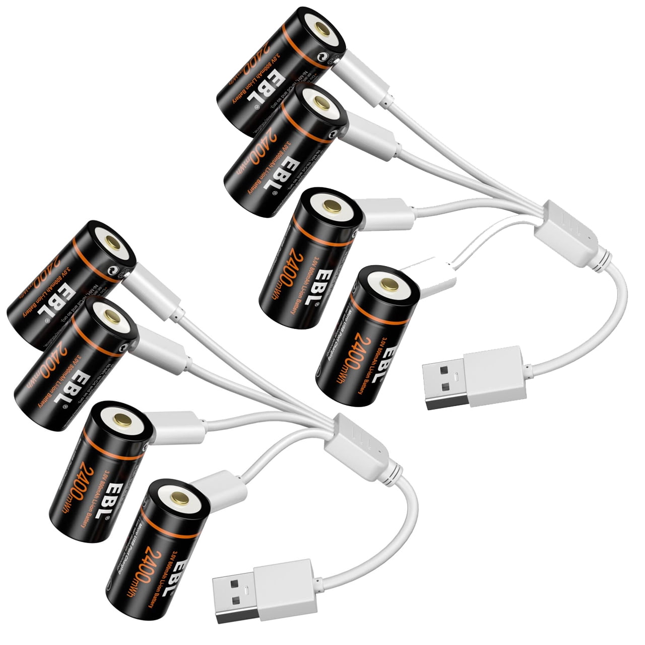 EBL CR123A Lithium Battery 8 Pack, 3V 800mAh Flashlight Replacement ...