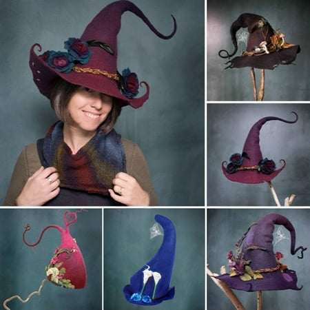 Visland Halloween Witch Hat Cosplay Prop Dress Up Wicked Wide Brim Long ...