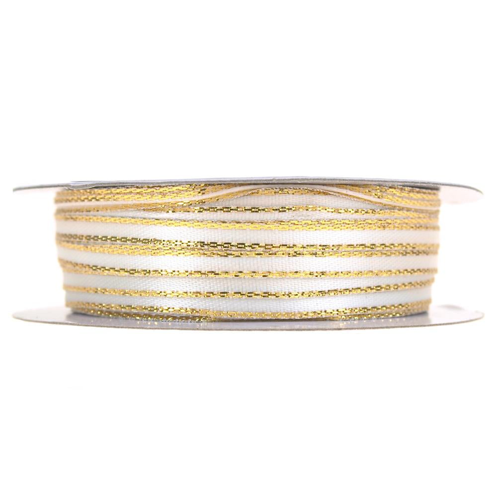 Double Faced Gold Trim Satin Ribbon, White, 1/8-Inch, 50-Yard - Walmart.com