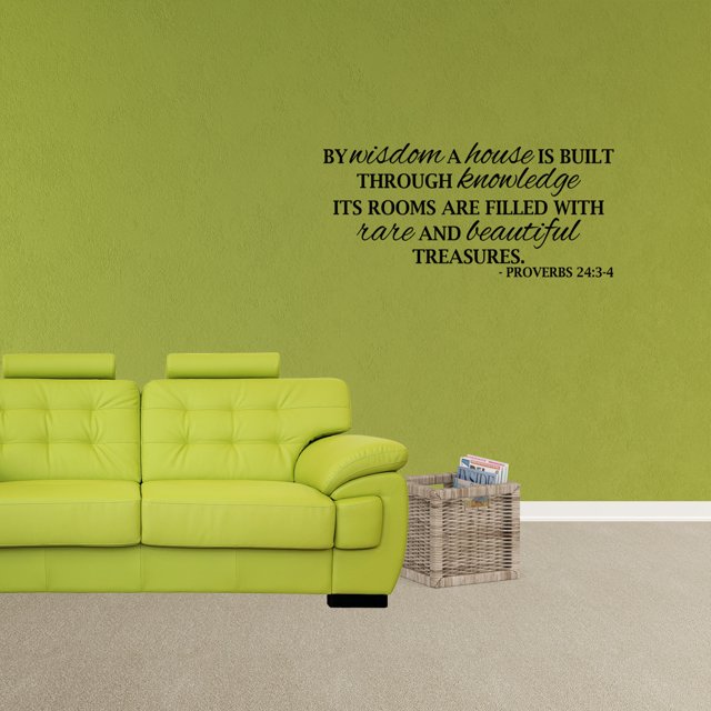 Wall Decal Quote By Wisdom A House Is Built Through Knowledge Proverbs ...