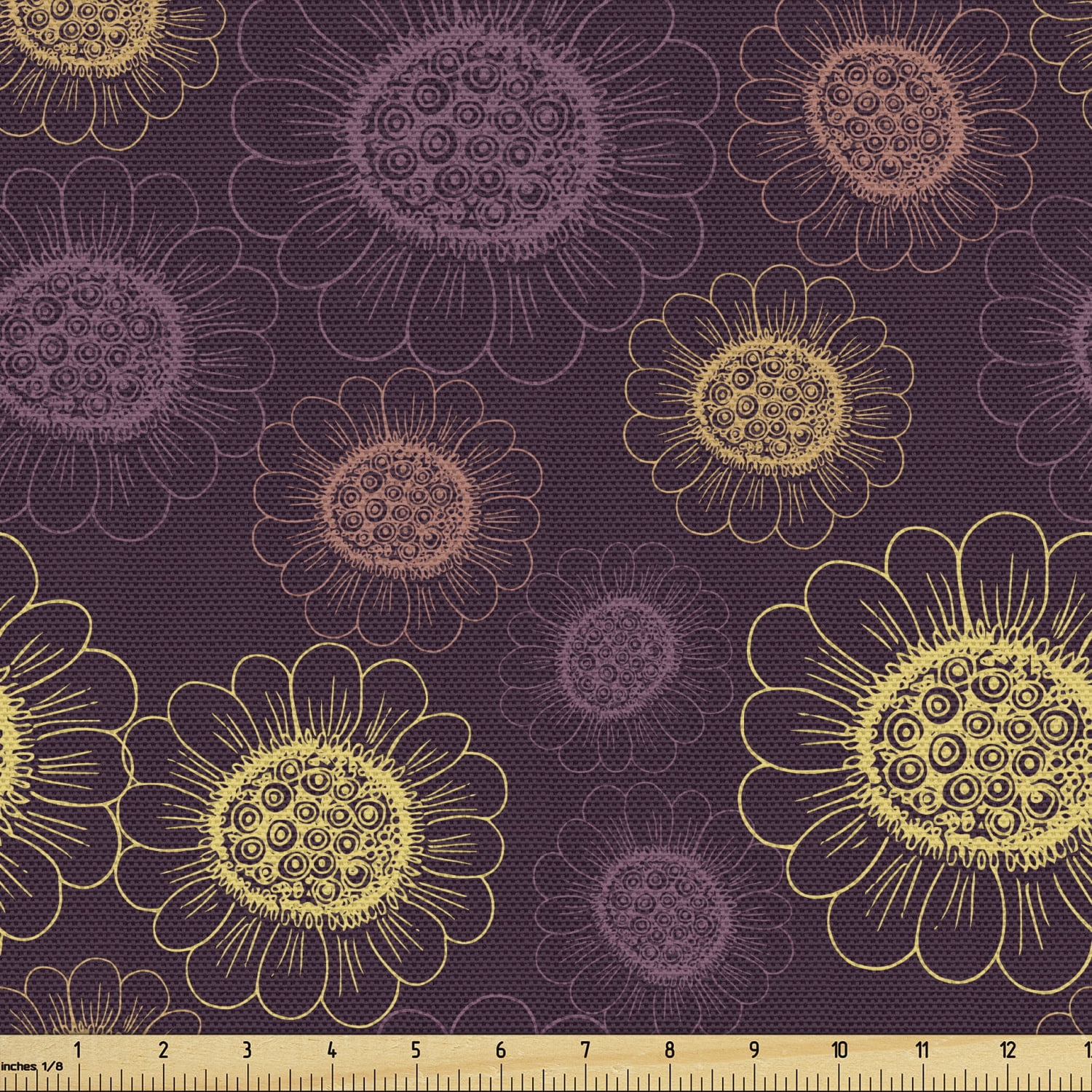 Floral Fabric by the Yard, Shabby Flower Petals Motif Classic Meadow ...