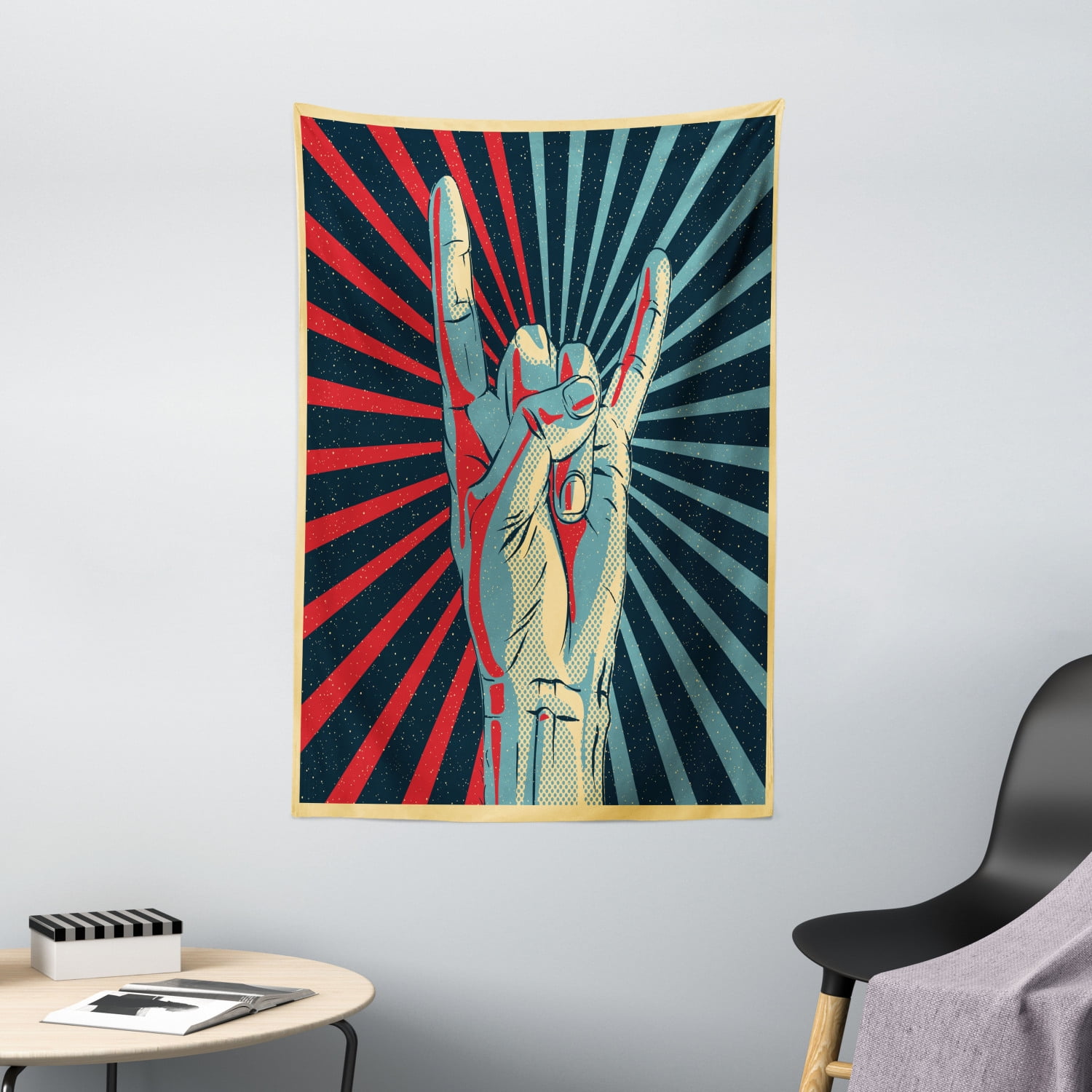 Music Tapestry, Hand in Heavy Rocker Sign Musical Universal Gesturing ...