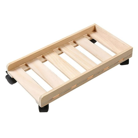 Wooden CPU Stand with 4 Casters Multipurpose Hollow Tower Riser Wooden ...