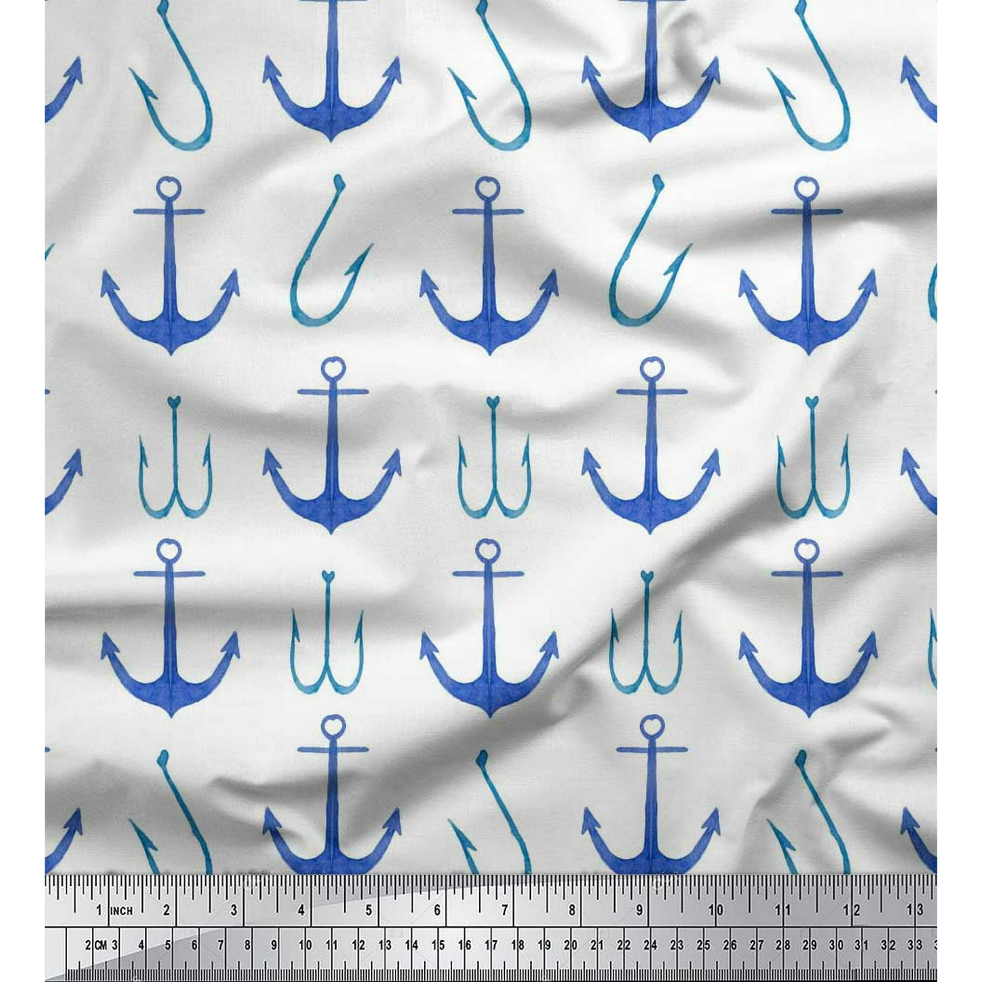 Click here for Soimoi White Cotton Cambric Fabric Anchor Hook Nau... prices