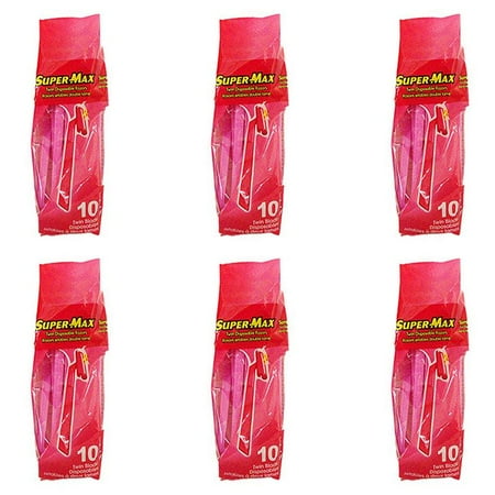 Super Max Kwik II Pink Razor Blades For Women 10 In 1 Pack (Pack of 6 ...