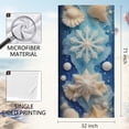 Boho towels a blue background with snowflakes and starfish on it cute ...