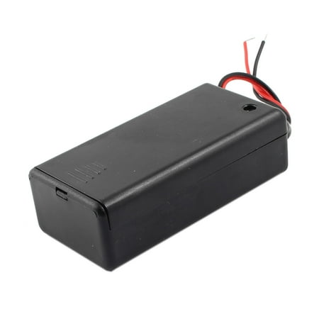 ON/OFF Switch 2-Wire Battery Holder Box Case Black for 1 x 9V Battery ...