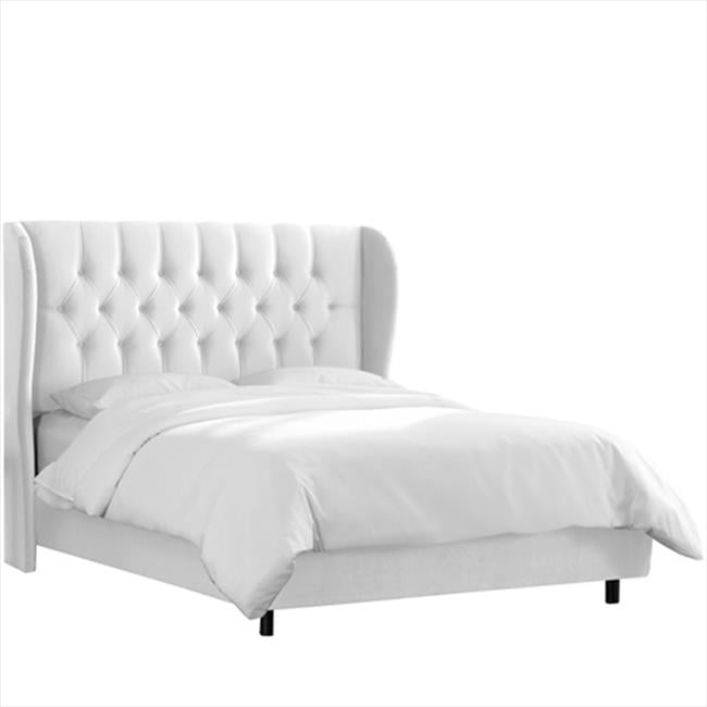 Skyline Furniture 413BEDVLVWHT King Tufted Wingback Bed In Velvet White ...