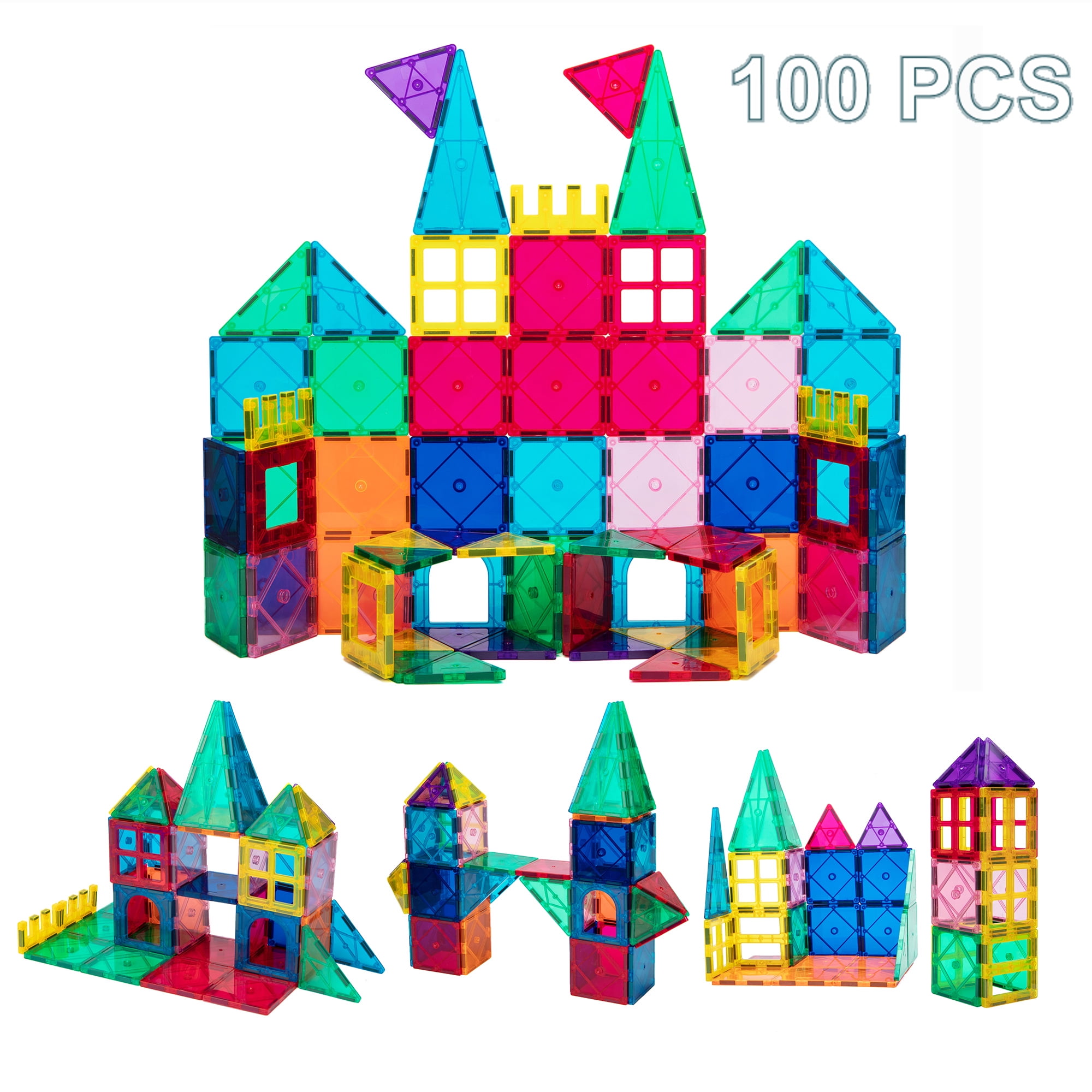 Multifunction Color Educational Magnetic Tiles Kit Creativity Toys with ...