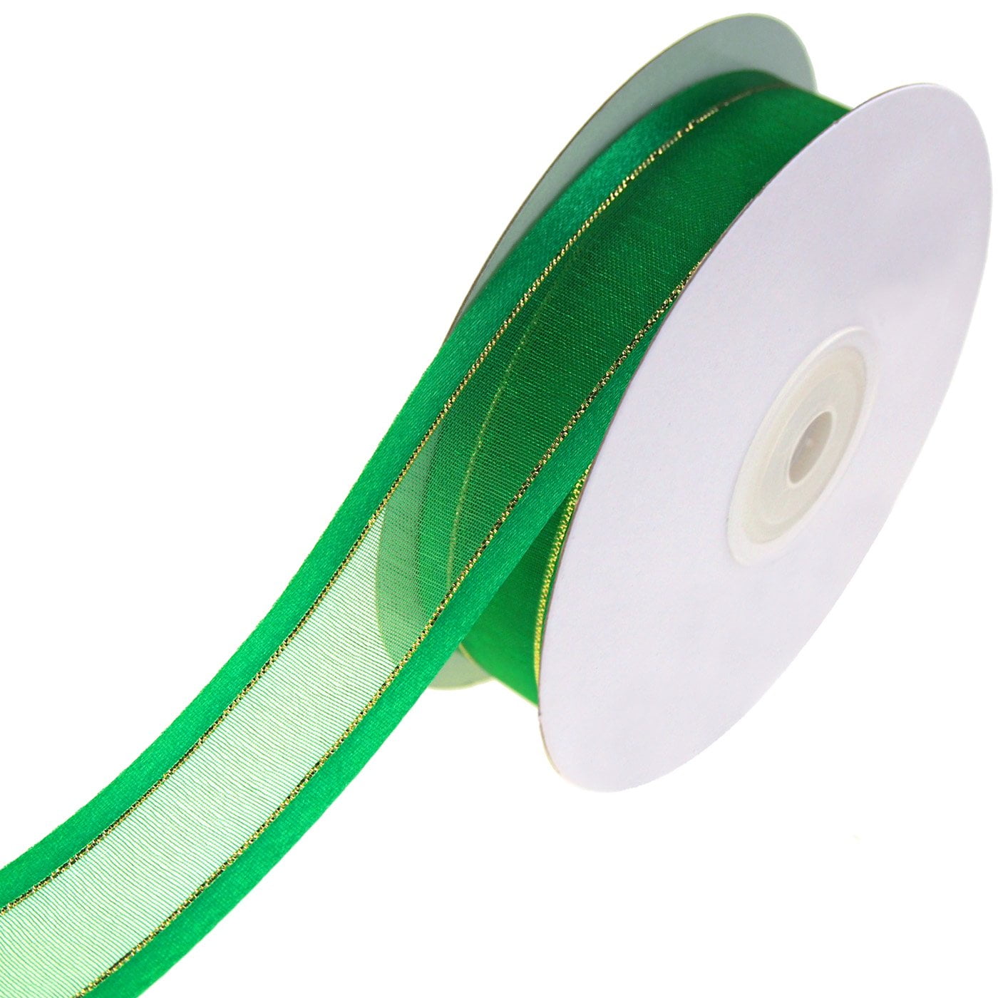 Gold-Lined Satin Edge Organza Ribbon, Emerald, 7/8-Inch, 25-Yard ...