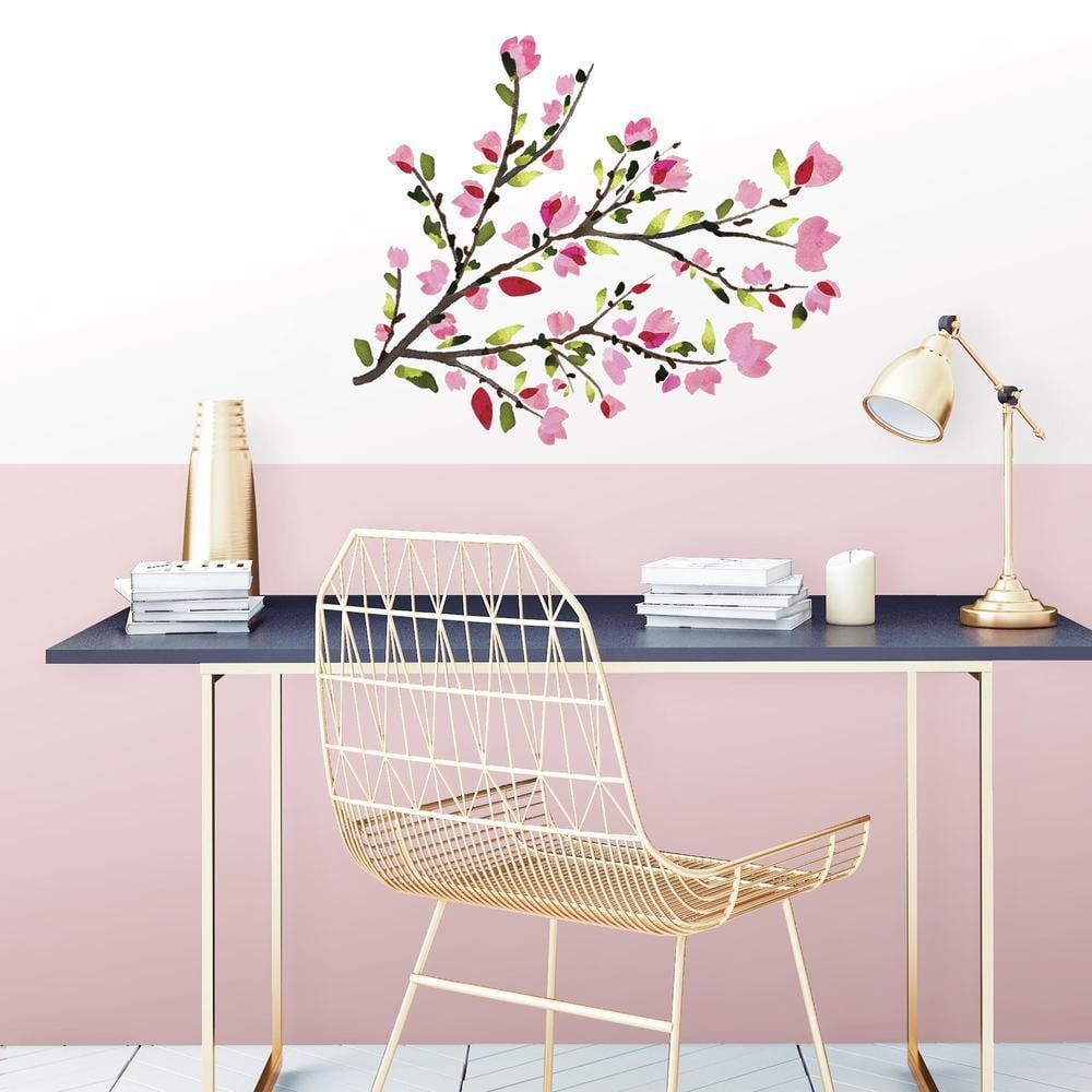 Pink Blossom Branches Peel And Stick Wall Decals