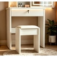 3-in-1 Makeup Dresser Combo with Storage Side Cabinet & Stool, Modern ...
