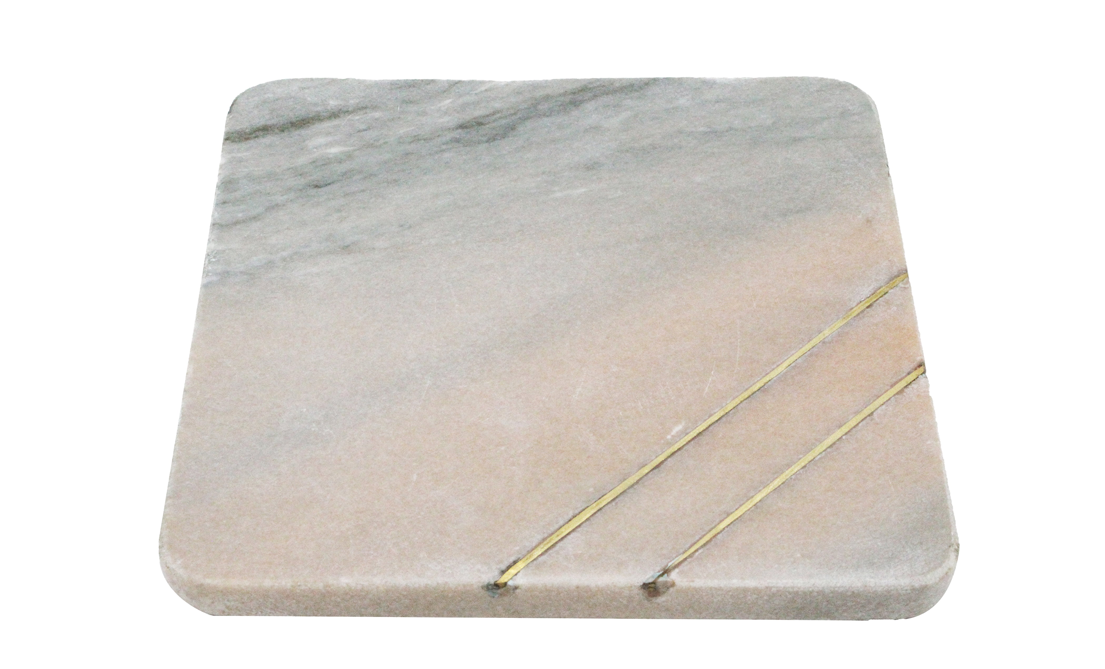 Jodhpuri Pink Marble with Brass Strip Square Trivet - Walmart.com