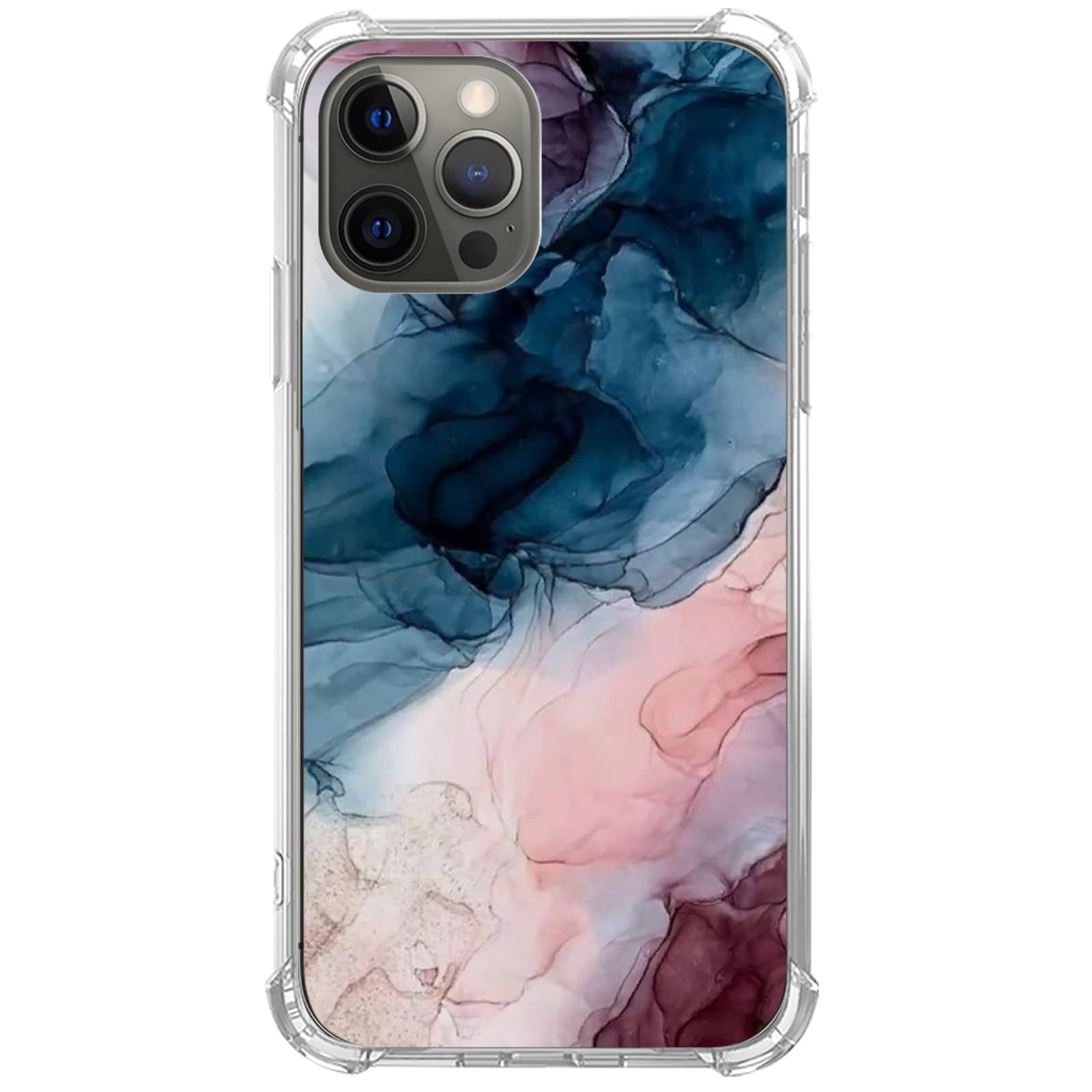 Bule Pink Marble Case Compatible with iPhone 12 and 12 Pro,Unique ...
