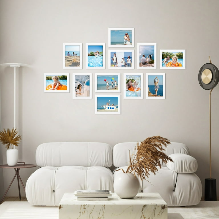 White 5x7 Picture Frame Set of 12 Multi White Woodgrain 5 by 7 Photo Frames Bulk for Wall or Tabletop Display